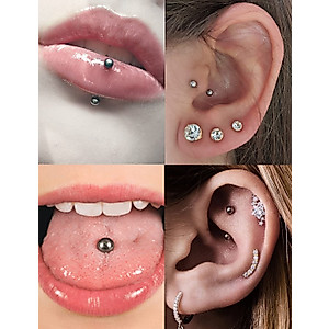 Vsnnsns 16G Replacement Balls 316L Surgical Steel Externally Threaded Piercing Balls for Nipple Tongue Belly Rings Lip Septum Rings Barbell Cartilage Tragus Earrings Piercing Jewelry Balls 16 Gauge