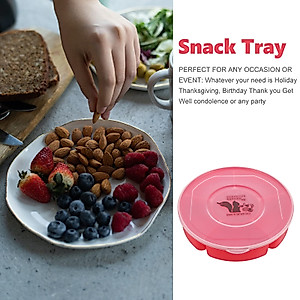 Operitacx Snack Serving Tray 6 Compartment Divided Candy Plate with Lid Nut Plate Appetizer Tray Decorative Candy Containers For Festival Gift Party Red (10x2.1 inch)