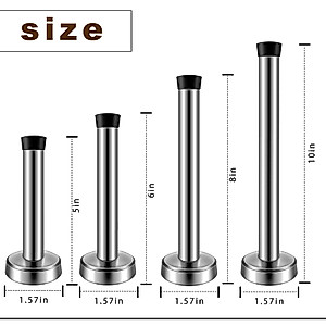 Long Door Stops, Stainless Steel Door Stopper, 8 Inch Commercial Doorstop Door Holder Wall Mounted, Large Modern Brushed Metal Solid Door Bumper w/Mute Rubber Tip, Heavy Duty Door Stopper
