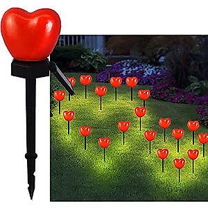 Solar Heart Light, Valentine's Day Outdoor Decorations Lights, Solar Lights LED Stakes Outdoor Red Heart-Shaped Light Garden Decor Atmosphere Light Ground Inserting Waterproof Lamp