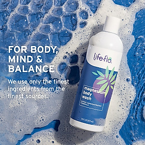 LIFE-FLO Magnesium Body Wash, Refreshing, Moisturizing Liquid Soap with Magnesium Chloride from the Zechstein Seabed, Peppermint Oil and Rosemary Oil, 60-Day Guarantee, Not Tested on Animals, 16oz