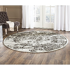 SAFAVIEH Adirondack Collection 4' Round Silver / Black ADR101A Oriental Distressed Non-Shedding Dining Room Entryway Foyer Living Room Bedroom Area Rug