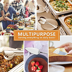 BEWOS Serving Utensils, 20-Piece Large Serving set, Serving Spoons, Slotted Spoons, Serving Tongs & Forks, Cake Server, Butter Knife, Stainless Steel Serving Utensils Set for Parties, Dishwasher Safe