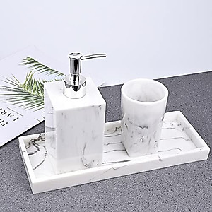 Cabilock 1 Set Bathroom Four Piece Set Dresser Tray White Ceramic Countertop Soap Dispenser Tray Soap Dispenser Organizer Sink Soap Dispenser Holder Soap Liquid Dispenser Nordic Toiletries
