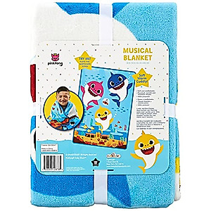 Baby Shark Musical Warm, Plush, Throw Blanket That Plays The Theme Song - Extra Cozy and Comfy for Your Toddler, Blue