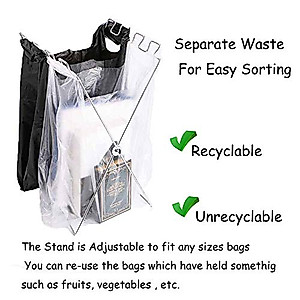 Trash Bags 1 Gallon-12 Gallon Holder Stand(free adjusted), Waste Sorting Bin, Grass Clippings Portable Fold Up Can, Trash Stand Holder for Camping Recycling Suitable in Bedroom, Kitchen, Camping