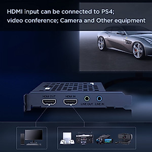 MYPIN Game Capture Card, HDMI PCI-E 4K 30fps Record & Live Stream from Gaming Systems, Camcorders, DSLRs,Support Zero Delay HDMI Loop-Out