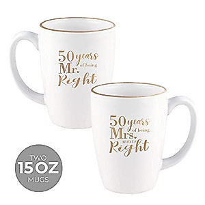 Canopy Street 50th Anniversary Mug Set / 50th Anniversary Mr. And Mrs. Always Right Coffee Mugs / 15 Ounce Anniversary Mugs/Fiftieth Anniversary Party