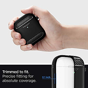 Spigen Rugged Armor Designed for Airpods Case Cover Protective Case with Keychain for Airpods 1 & 2 Case - Matte Black