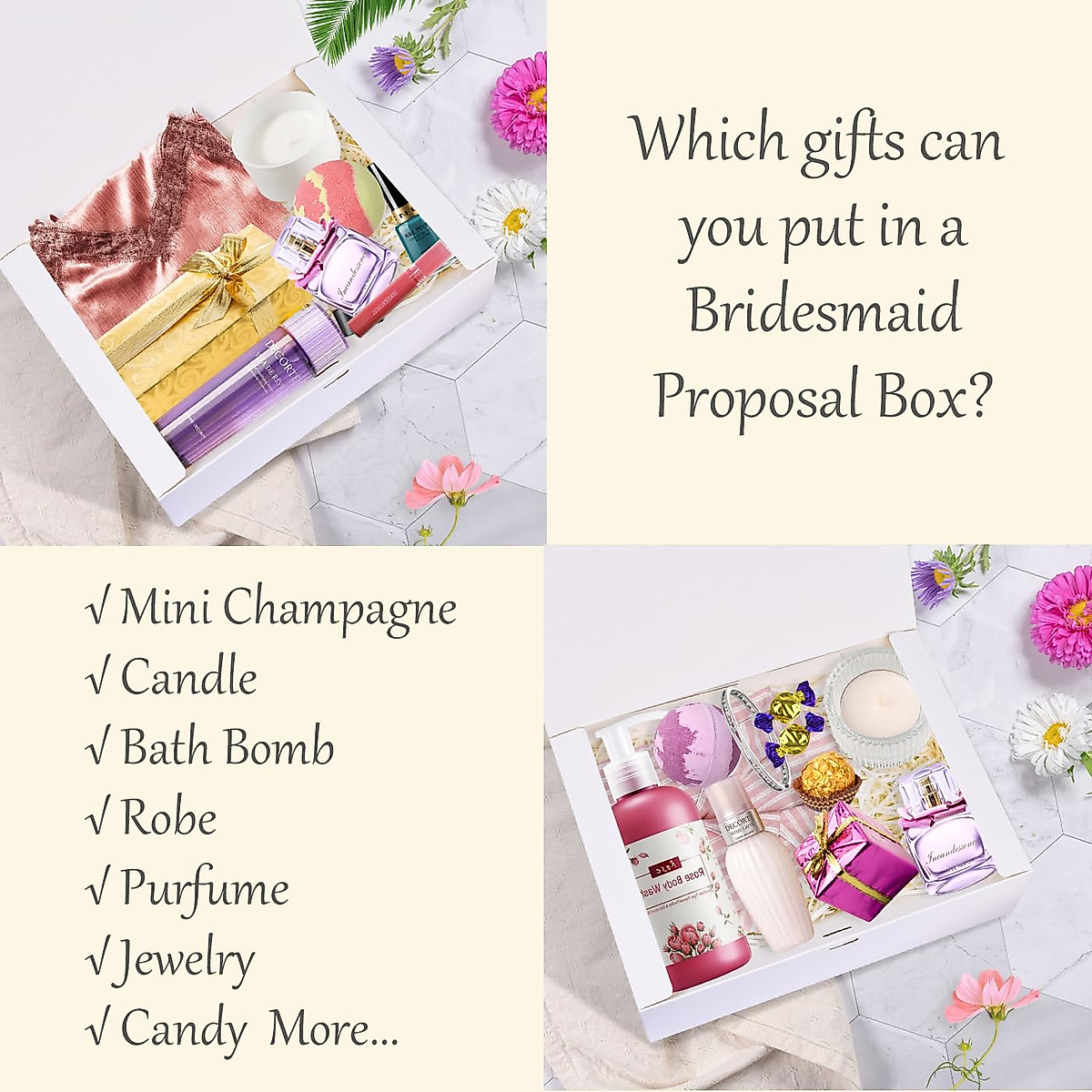Xylitic 8 Pack Bridesmaid Proposal Box Set with Ribbon, Maid of Honor Proposal Box, Bridesmaid Boxes, Matron of Honor Proposal Gift Box, Bridesmaid Proposal Gifts