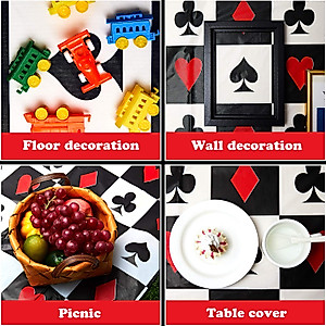2 Pieces Poker Tablecloth Casino Theme Party Decorations Las Vegas Table Cover Casino Table Runner for Playing Card Birthday Party Favors Supplies, 54 x 108 Inch