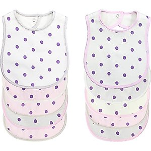 BornCare 10 pack baby bibs 3 Layer Drool Waterproof Newborn 0-6 months, Baby boy or girl Bibs with snap for drooling and teething, 100% cotton 12x8, Gift Set