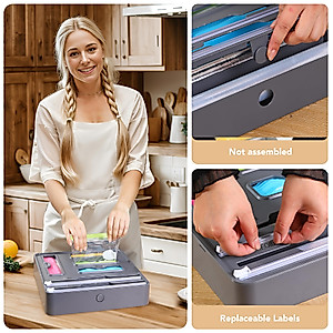 CiWiVOKi Storage Bag Organizer for Kitchen Drawer, Foil and plastic Wrap Organizer with Cutter, Plastic Kitchen Organizers and Storage for Sandwich Gallon Quart Snack Bags, 12" Aluminum Foil, Grey