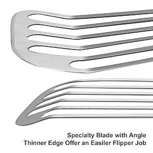 KSENDALO 11.80Inch Stainless Steel Slotted Spatula Turner - Flexible and Angled Flipper for Easy Frying, Serving, and Flipping Eggs, Fish, Pancakes, and Omelettes