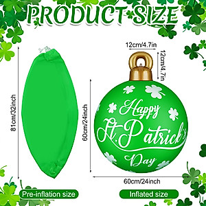 2 Pcs 32 Inch Giant PVC Inflatable Balls Saint Patrick's Day Decorated Ornament Balls Inflatable Outdoor Large Saint Patrick's Day Blow up Ball Decorations for Outside Holiday Yard Lawn Tree Decor