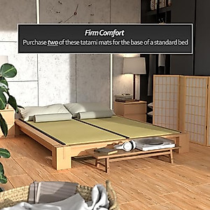 Red Lantern Half Mat Tatami, 1/2 Euro Queen (31.5 in x 78.7 in), Black