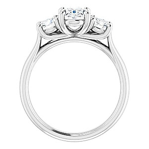 Moissanite Ring 10K Solid White Gold Handmade Engagement Ring 1.50 CT Oval Cut Moissanite Diamond Three Stone Wedding/Bridal Rings for Women/Her Propose Ring By Rivaan Jewel (4.5)