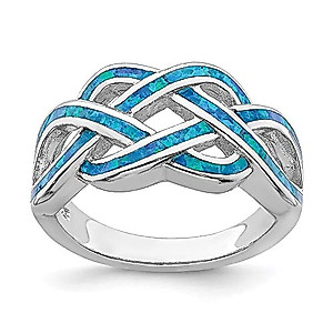 IceCarats 925 Sterling Silver Lab Grown Created Blue Opal Celtic Love Knot Ring Size 8