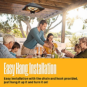 Westinghouse Outdoor Ceiling Patio Heater, Water Resistant, Adjustable Heat Output Up to 1500W, Auto Shut Off Overheat Protection, Hanging Infrared Heater for Patio Cover, Gazebo, Pergola, & More