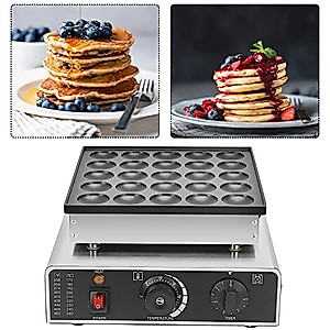 TIRGAT Dutch Pancake Maker, Non-stick Mini Pancakes Maker Machine, Stainless Steel 25-Holes 950W Muffin Maker Machine Suitable for Making Pancakes, Muffins and Waffles