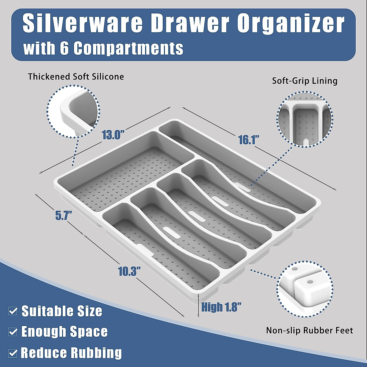 50-Piece Forks and Spoons Silverware Set with Heavy Duty Steak Knife and Organizer, Stainless Steel Flatware Cutlery Set Service for 8, Mirror Polished Kitchen Utensils Set