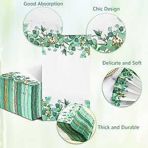 100 Pieces Eucalyptus Napkins 3 Ply Sage Green Paper Napkins Disposable Hand Towels Green Leaves Dinner Paper Decorative Guest Napkins Bathroom for Kitchen Cocktail Parties Bridal Shower