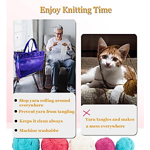 YMdoker Knitting Bag Large Yarn Storage Organizer,Yarn Bags for Crocheting,Crochet Storage Bags for Crochet Hooks,Knitting Needles,Knit Bags Ideal Knitting & Crochet Gift(Green)