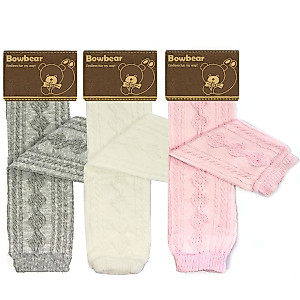 Bowbear 3 Pair Little Girls Cable Knit Argyle Leg Warmers