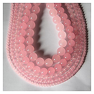 NHBT YU 1 Strand Natural Stone Pink Jades Beads 4MM 6MM 8MM 10MM 12MM 14mm Round Spacer Charm Bead for DIY Women Necklace Jewelry Making T719 (Item Diameter : 10mm 35pcs)