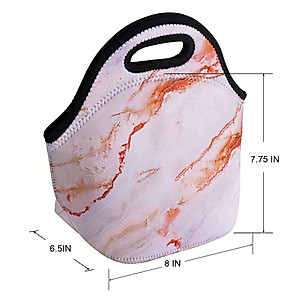 CM Soft Neoprene Tote Picnic Bag Lunch Container Box Organizer for Outdoor Travel (Orange Marble Pattern)