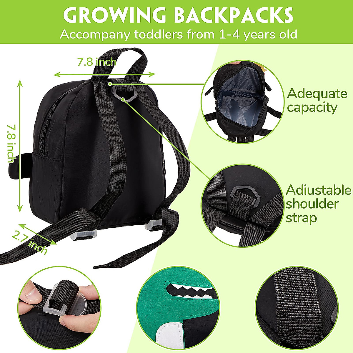 4 Pieces Toddler Leashes Dinosaur Toddler Backpack Leash Kids Backpack Harness with Leash Cute Backpack Anti-Lost Rope Toddler Safety Belt Anti Lost Wrist Link for 3-5 Years Old Kid Girl Boy