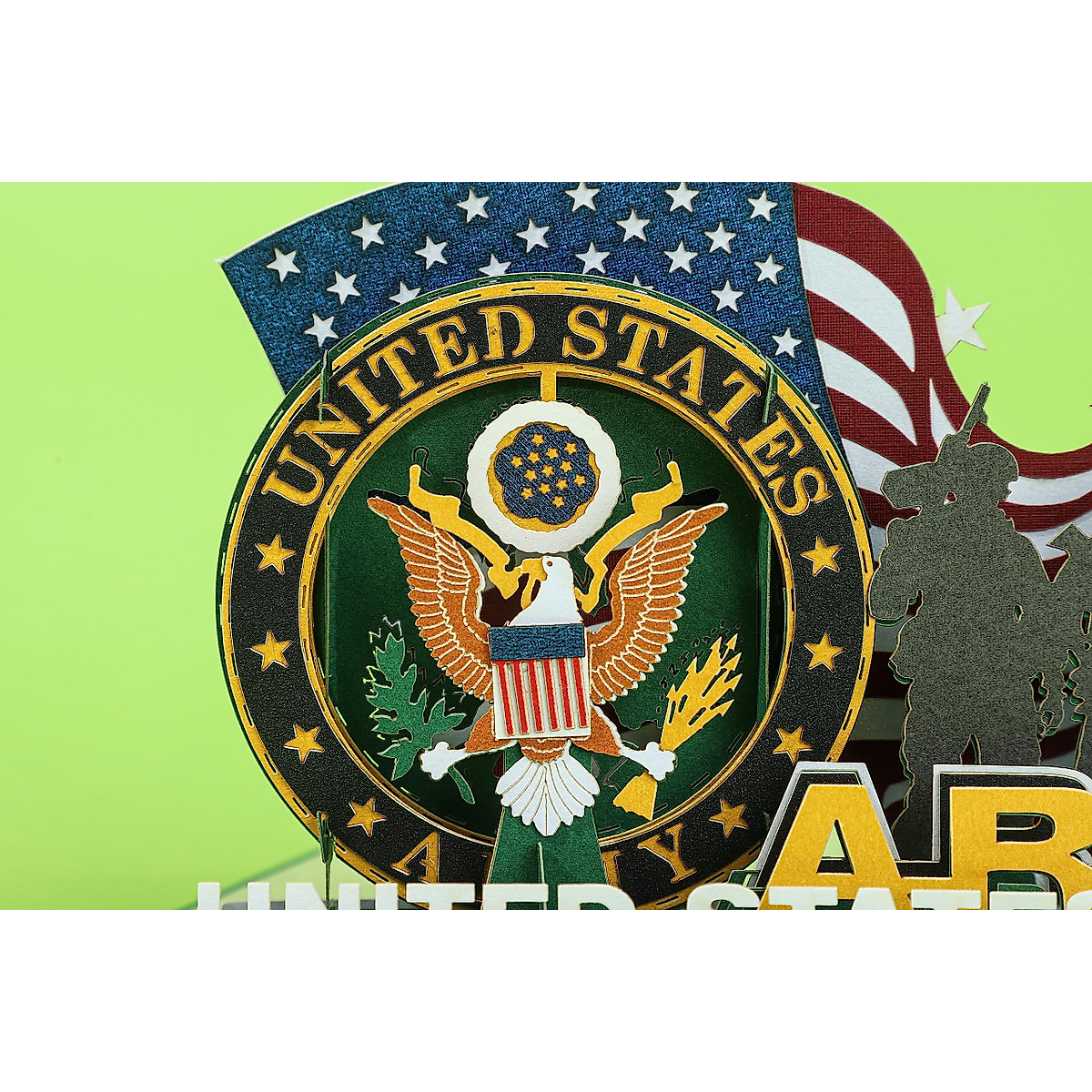 AIT PAPER ART 3D Birthday Gift Card, Patriotic Pop Up Greeting Cards with Notepaper, 8x6 inch Thank you Cards for Retirement, Anniversary, Congratulations, Husband, Dad