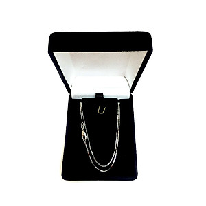 Jewelry Affairs 18k White Solid Gold Mirror Box Chain Necklace, 0.8mm, 20"