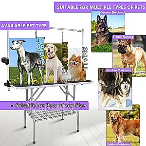 LEIBOU 45'' Professional Foldable Heavy Duty Dog Pet Grooming Table with Tool Holder H-Shape Arm & Noose & Mesh Tray, Maximum Capacity Up to 260lbs, Black