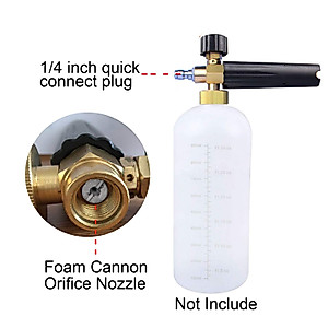 Tool Daily 1.1 mm Orifice for Foam Cannon and Foam Maker, Replacement Thread Nozzle and Mesh Filter for Snow Foam Lance, 3000 PSI