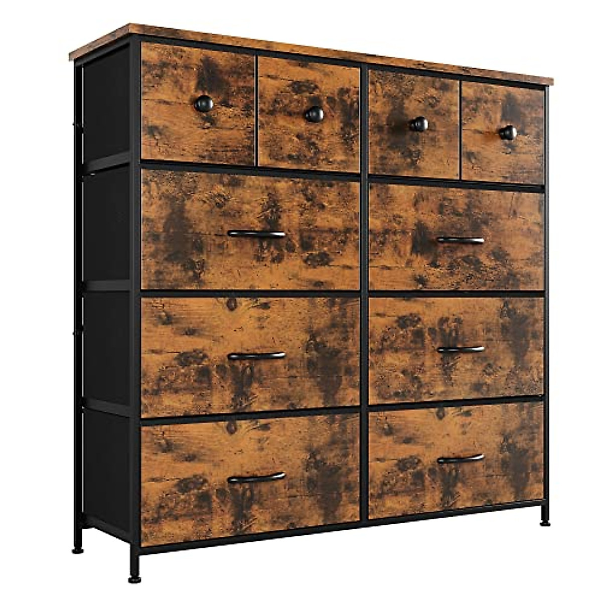 Nicehill Dresser for Bedroom with 10 Drawers, Storage Drawer Organizer, Tall Chest of Drawers for Closet, Living Room, Hallway, Entryway, Fabric Drawers (Rustic Brown)