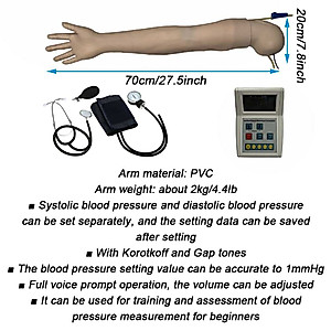 KCVC Arm Blood for Pressure Training with Storage Bag and Complete Accessories, Adult Life Size Simulation Left Arm Model for Nursing Medical Training Teaching Education Medical Supplies