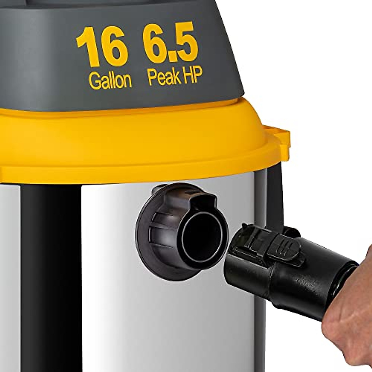 Koblenz Contractor Wet/Dry Vac, 16 Gal Stainless Steel 6.5HP 2-Stage Quiet Motor, Stainless (WD-16 C416SSH)