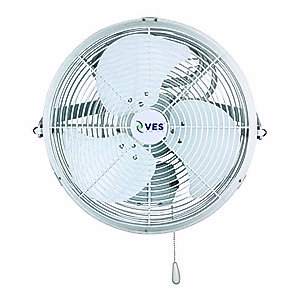 VES Moisture Resistant Outdoor Wall/Ceiling Mount Shop Fan/Industrial Basket Fan for Cooling and Ventilation (18 inch, White)