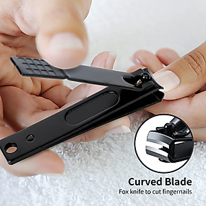Nail Clippers Set, Sharp Stainless Steel Fingernail and Toenail Clippers, Nail Clippers for Thick Nails or Ingrown Nails, Perfect 3 PCS Black Nail Cutter for Men/Women/Kids, Set Include Nail File.