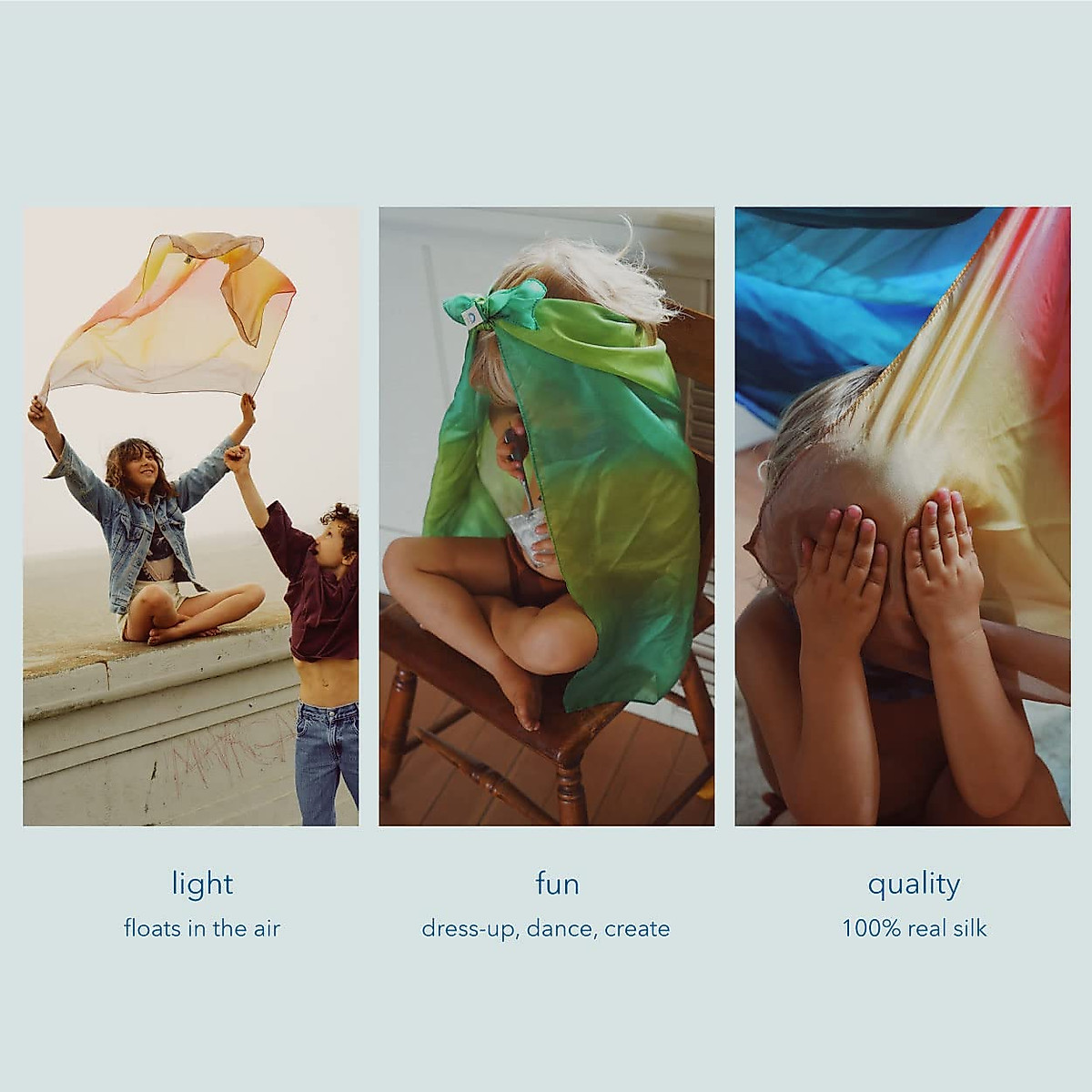 Sarah's Silks Earth Playsilks Set of 4, 100% Silk Toy for Toddlers | Montessori and Waldorf Toys, 35" Large Square Scarves for Dance, Imaginative, and Pretend Play