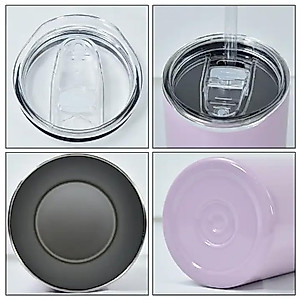 AGH 25 Pack Sublimation Tumbler Blanks with Lid & Straw, Macaron Color 20 OZ Straight Stainless Steel Skinny Straight Sublimation Tumbler Cups, DIY Gift