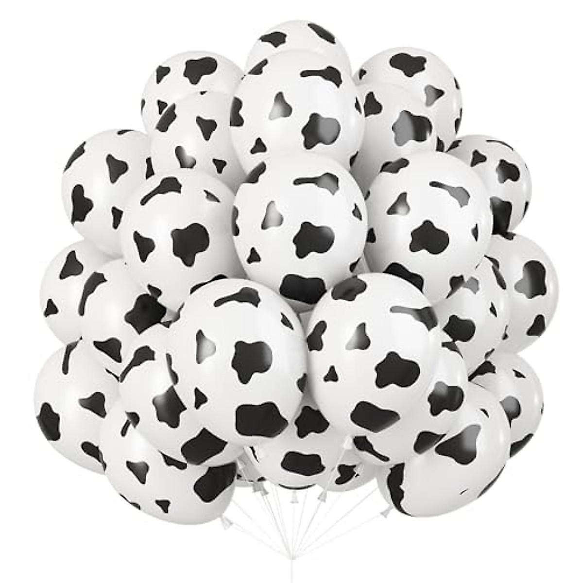 Cow Print Balloons, 30 Pcs Cute Cow Latex Balloons for Kids Party, Black White Western Cowboy Cowgirl Balloons for Boys Girls Farm Theme First Rodeo Birthday Baby Shower Party Decorations Supplies