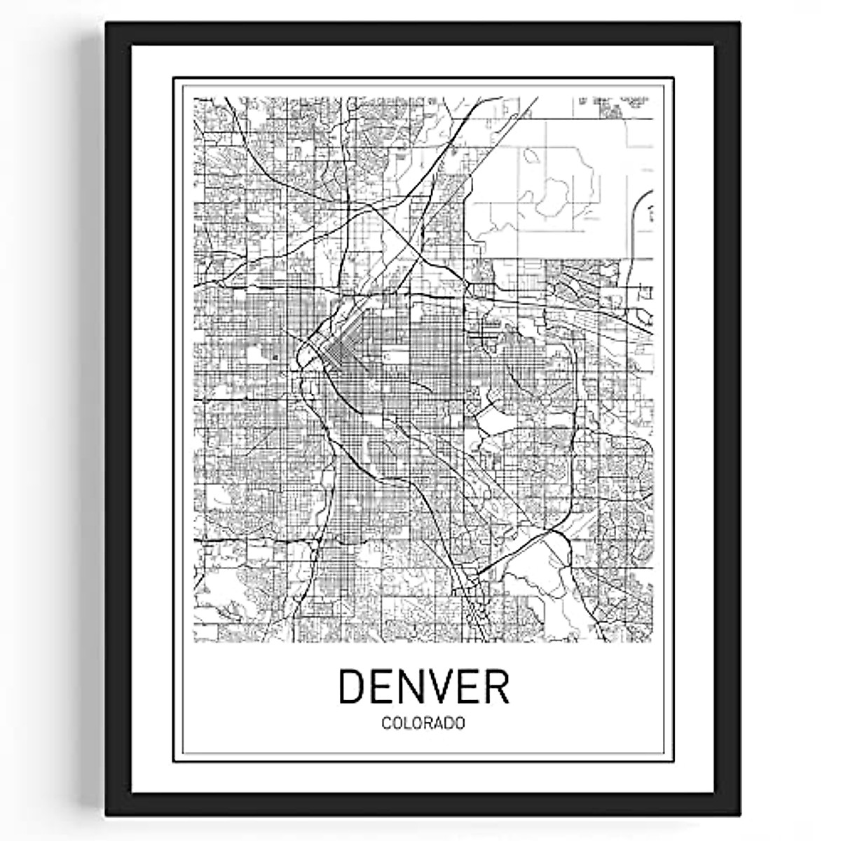 Denver Map Print Denver Map Art Colorado Print City Maps Map Print Map Art Print Black and White Map Wall Art Map Art Modern City Art Scandinavian Poster City Map Poster 8x10