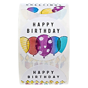 Modern, Vibrant Watercolor Birthday Stickers / 6 Bright Birthday Designs / 500 Colorful Rainbow Birthday Labels / 1.5" Happy Birthday Envelope Seals
