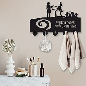 The Nightmare Before Christmas Key Hooks-Wall Hooks Heavy Duty 20LB(Max),Wall Décor,Wood Coat Hooks, Key Holder,Key Hanger for Wall、Entryway and Kitchen