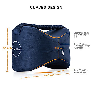 NATUMAX Knee Pillow for Side Sleepers - Relief from Sciatica Pain, Back/Leg Pain, Pregnancy, Hip and Joint Pain Memory Foam Leg Pillow + Free Sleep Mask and Ear Plugs