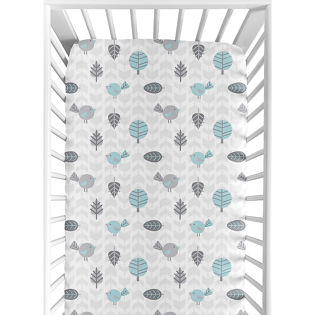 Fitted Crib Sheet for Turquoise Blue and Gray Earth and Sky Baby/Toddler Bedding - Nature Print