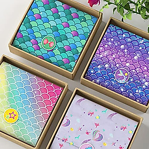 16 Sheets Mermaid Wrapping Paper Gift Wrapping Paper Mermaid Scale Wrapping Paper Set Mermaid Themed Birthday Wrapping Paper for Girls Birthday Christmas Baby Shower Party Supplies - 20'' x 27''