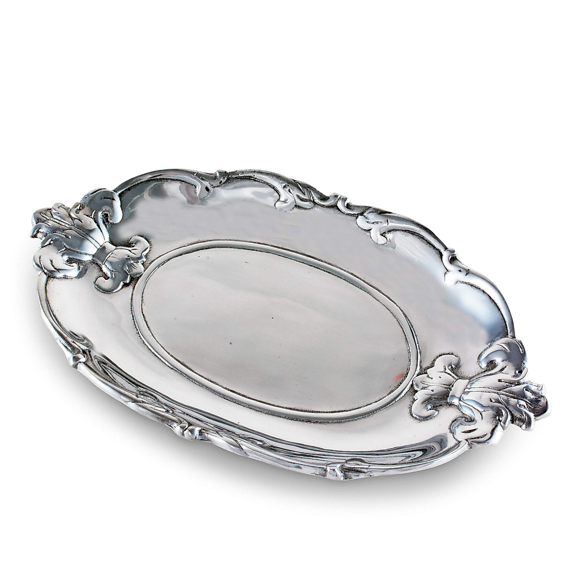 Arthur Court Aluminum Fleur-De-Lis Oval Tray, 13 x 8 inch - Elegant Emblem Design, Versatile for Any Occasion, Freezer & Oven Safe